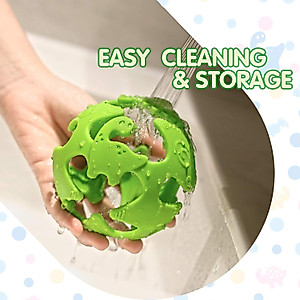 ONTA Baby Teething Toys Easy to Hold Dinosaur Teether Ball Food Grade Silicone Lightweight, Flexible and Durable Infant Pacifier Soothe Gums and Stimulate Tactile Sense Best Baby Gift