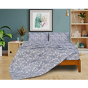 RUVANTI Flannel Sheets Full Size - 100% Cotton Brushed Flannel Bed Sheet Sets - Deep Pockets 16 Inches (fits up to 18") - All Seasons Breathable & Super Soft - Warm & Cozy - 4 Pcs - Aura