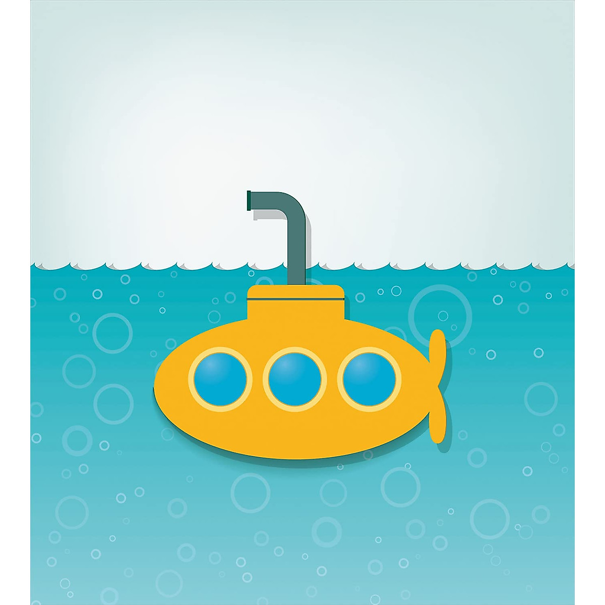 Ambesonne Yellow Submarine Duvet Cover Sets, Illustration of Submarine with Bubbles Below The Sea Pattern, Bedding Set with 2 Duvet Covers & 4 Pillowcases, 2 Pack King Size, Earth Yellow Pale Blue