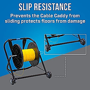 Jonard Tools CC-2721WS High Durability Steel Cable Caddy with Wheels and Pull Strap, Holds Cable Reels Up to 20” Diameter and 100 lbs Capacity,Black