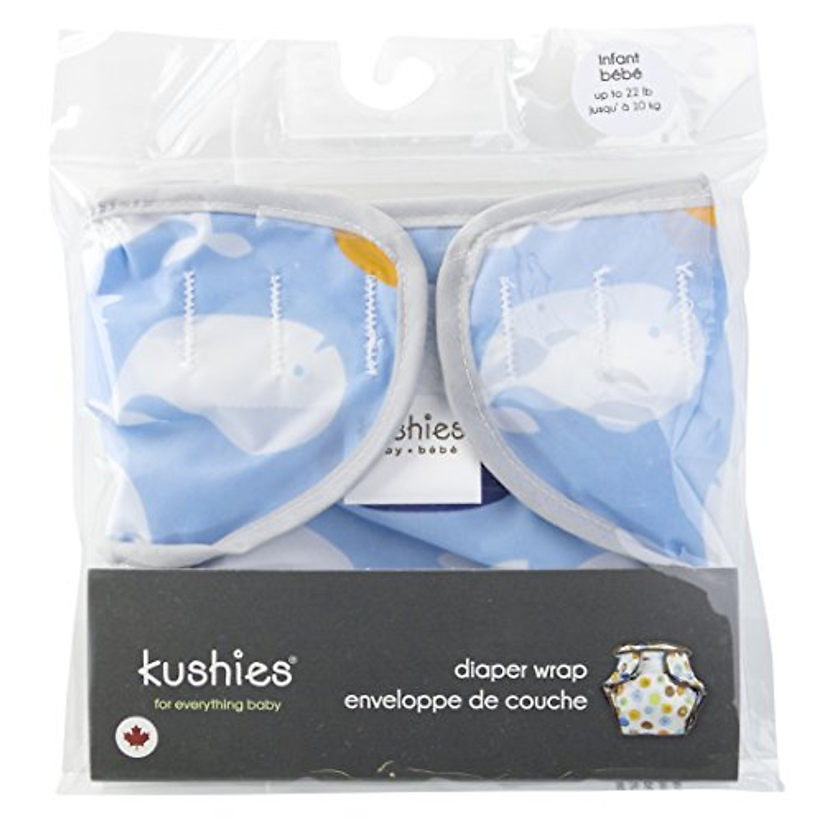 Kushies Baby Toddler Waterproof Diaper Wrap, Blue Whales