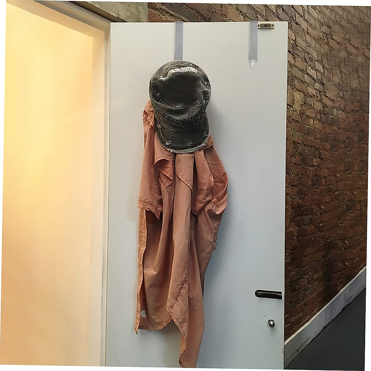 1pc Door Hook Double Sides Hooks Organizer Hooks Punch- Hook Punch Storage Hook Bathroom Hanger Hanging Hook Back Door Hanger Glass Door Hanger Towel Hooks