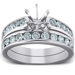 P3 POMPEII3 1ct Diamond Engagement Matching Wedding Ring Setting 14K White Gold - Size 9.5