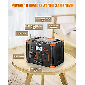 GRECELL 1000W Solar Generator with 200W Portable Solar Panel, 999Wh Portable Power Station Solar Powered Generator Lithium Battery Backup USB-C PD 60W for Outdoor Camping RV Off-Grid Home Emergency