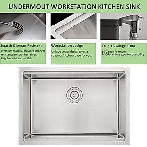 25 Inch Undermount Kitchen Sink Stainless Steel -Wesliv 25x19 Inch Undermount Workstation Kitchen Sink 16 Gauge Deep Single Bowl Undermount Kitchen Sink with Cutting Board