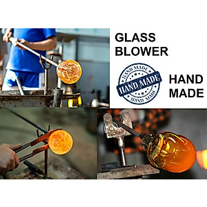 WOSIBO Hummingbird Feeder for Outdoors Patio Large 32 Ounces Colorful Hand Blown Glass Hummingbird Feeder with Ant Moat Hanging Hook, Rope, Brush and Service Card (RED-Firework)