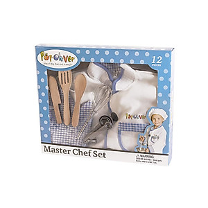 POPOHVER Master Chef Costume - 12 Pieces, Kitchen Role Play, Pretend Play - Includes Accessories, Chef Jacket & Hat