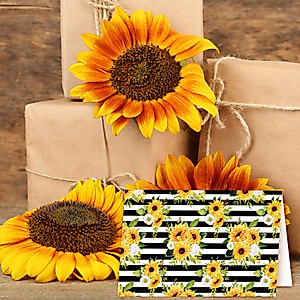 Whaline 36 Pack Sunflower Greeting Cards Bulk Spring Summer Flower Note Cards with Envelopes Matching Seal Stickers Floral Blank Cards for Wedding Bridal Baby Shower Birthday Party
