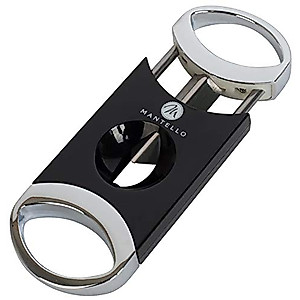 Mantello V-Cut Cigar Cutter Gloss Black in Gift Box