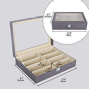 AUTOARK Linen 8 Piece Eyeglasses Storage and Sunglass Glasses Display Case Organizer,Grey,AW-136