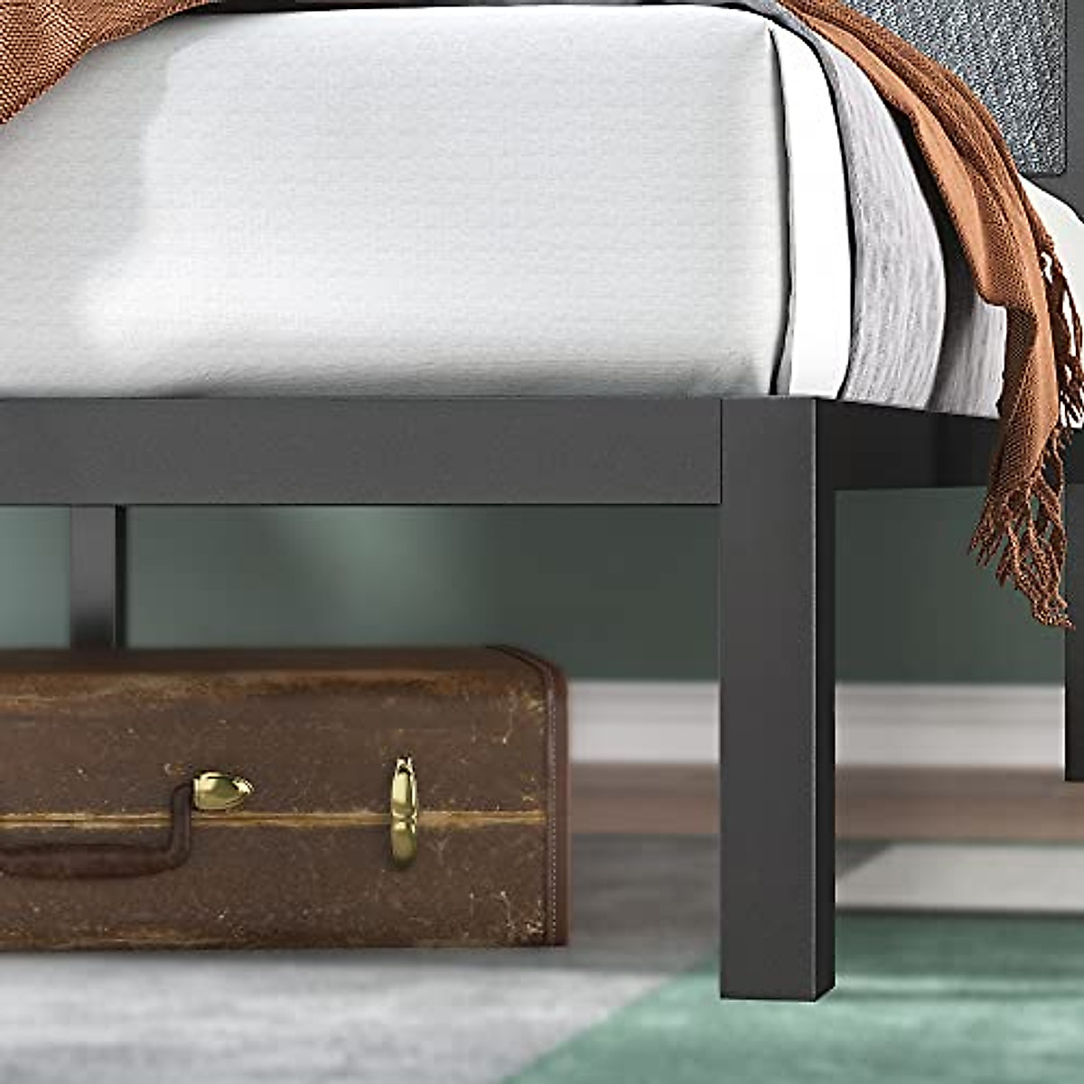 ZINUS Korey Metal Platform Bed Frame with Upholstered Headboard, Wood Slat Support, No Box Spring, Easy Assembly, Full