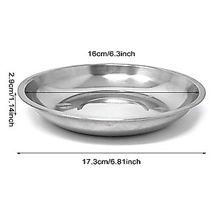 HONBAY 2PCS Stainless Steel Round Dinner Plates Dishes for Home and Camping (Height: 2.9cm/1.14inch)
