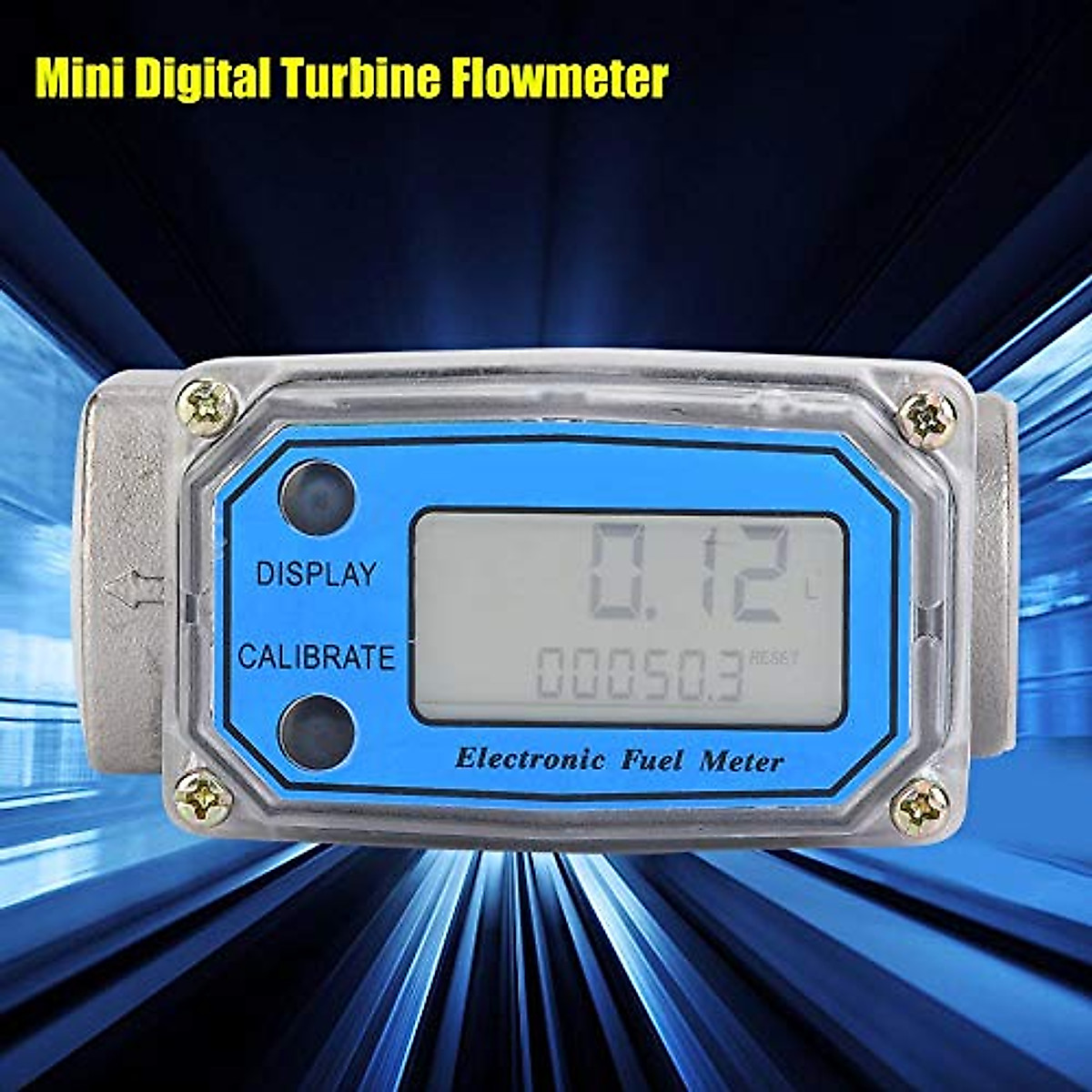 Digital Flowmeters 1" NPT Connector, 15-120L/min Turbine Fuel Flow Meter, Flow Rate Measuring for Gas Oil Fuel