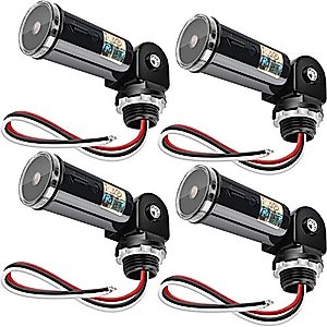 4-Pack Outdoor Conduit Lighting Control with Photocell and Swivel Mount Photoelectric Switch for Wall Packs, Shoebox Porch Lights 120-277V Photocell UL Listed
