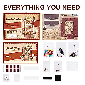 Rowood 3D Puzzles for Adults, Marble Run Wooden Model Kits for Adults, DIY STEM Mechanical Building Set, Birthday for Teens Boys Age 14+ - Chocolate Factory