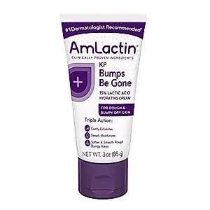 AmLactin KP Bumps Be Gone Hydrating Cream, Moisturizing Cream For Rough and Bumpy Dry Skin, 3 Oz Tube