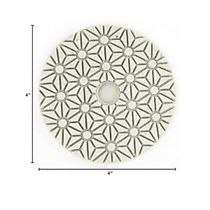 FINGLEE DT 4 inch 3 Steps Diamond Dry Polishing Pad Diamond Resin Discs for Granite Marble Quartz (5pcs Grit2)