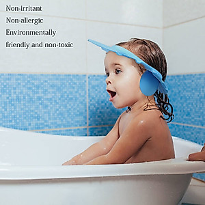 NEPAK 6PCS 3 Color Adjustable Bath Shampoo Cap,Baby Shower Cap,Adjustable Children's Sun Hat,Children's Shampoo Shield Hat with Ear Protection,Used for Baby Bath and Shampoo Safety