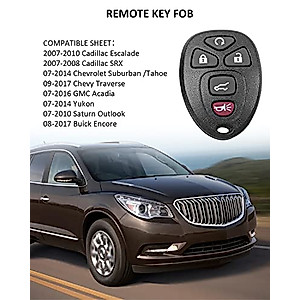 2Pcs Keyless Entry Remote Control Car Key Fob Fit for Chevy Traverse Tahoe Suburban/Buick Enclave/Cadillac Escalade/07-2016 GMC Acadia Yukon Replacement Remote Control 5 Buttons OUC60270 OUC60221