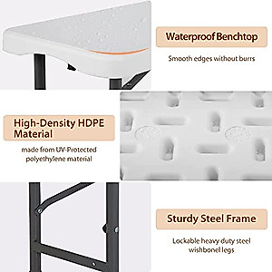 FDW Folding Bench 6FT Plastic Portable Bench Outdoor Bench Garden Bench with Carrying Handle for Picnic Camping Dining Party (1)