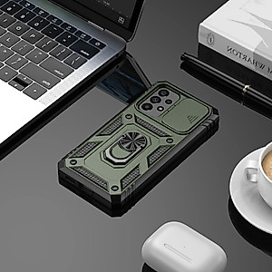 PASNEW for Samsung Galaxy Note 20 Ultra 5G Phone Case,Camera Lens Cover Military Heavy Duty Full Body Shockproof Hard Shell Magnetic Metal Kickstand Protective Cases Note20 Ultra,Army Green