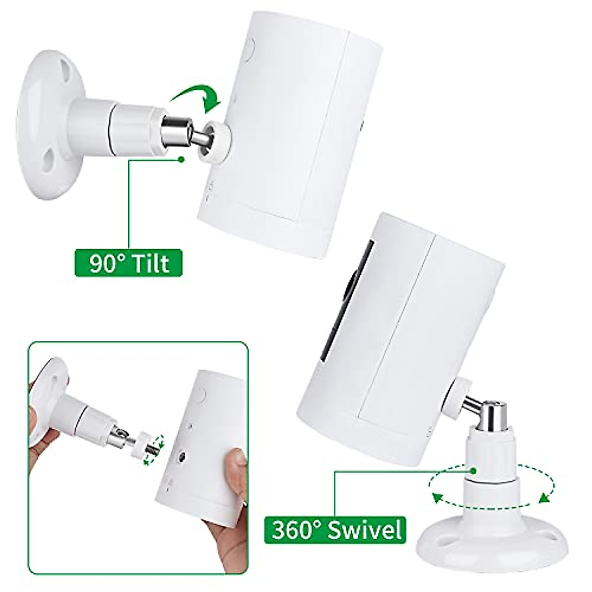 2Pack Adhesive Wall Mount for Ring Stick Up Cam & Ring Indoor Cam, 360 Degree Adjustable Screwless Bracket for Your Ring Surveillance Camera, 2 Ways Installation Without Drilling