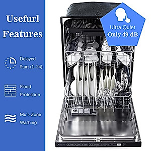 Dishwasher, Kalamera 24 inch Built in Dishwacher with 14 Place Settings, 6 Wash Cycles and 4 Temperature Option, Energy Save with Low Water Consumption and Quiet Operation - Stainless Steel