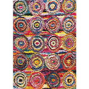 nuLOOM Kindra Bohemian Circles Shag Area Rug, 4' x 6', Multi