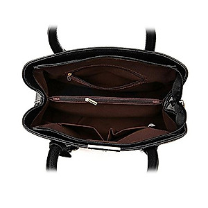 B&E LIFE Stylish Women Pu Leather Vertical Utility Top Handle Handbag Satchel Tote Purse Bag (Black)