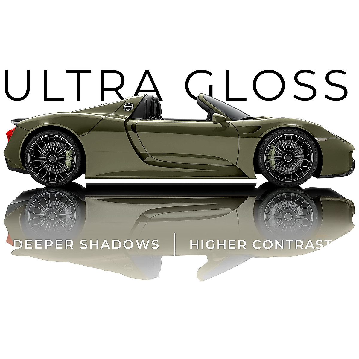 VViViD+ Ultra Gloss Khaki Green 1.5ft x 5ft Vinyl Car Wrap Premium Paint Replacement Film Roll w Nano Air Release Technology, Stretchable Cap Liner