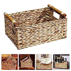 Alipis Hyacinth Handle Uncovered Holder * Remote Shelf Handled Baskets Brown Decorative Hand-Made Cm Storage Wicker Cube Hand- Hand-Woven with Pantry Lid Bins Living Rattan Woven