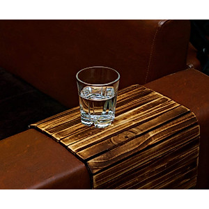 NeoTrove Sofa Arm Tray for Flat Armrest Hand Carved in Natural Textured Wood (Not Suitable for Rounded Sofa Arms)