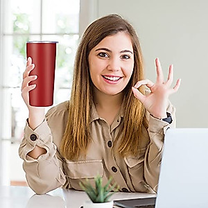 DOMICARE 20 oz Tumbler with Lid and Straw, Stainless Steel Tumblers Bulk Vacuum Insulated Tumbler Travel Coffee Mug Pack of 1, Red