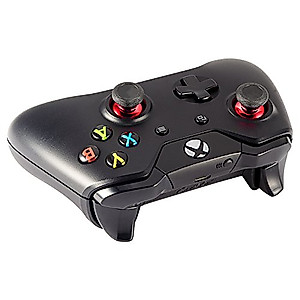 eXtremeRate 10 pcs Rubberized Chrome Red Thumbsticks Analog Sticks Buttons Replacement Parts for Xbox One Standard for Xbox One Elite for Xbox One S/X and for Xbox Series X & S Controller