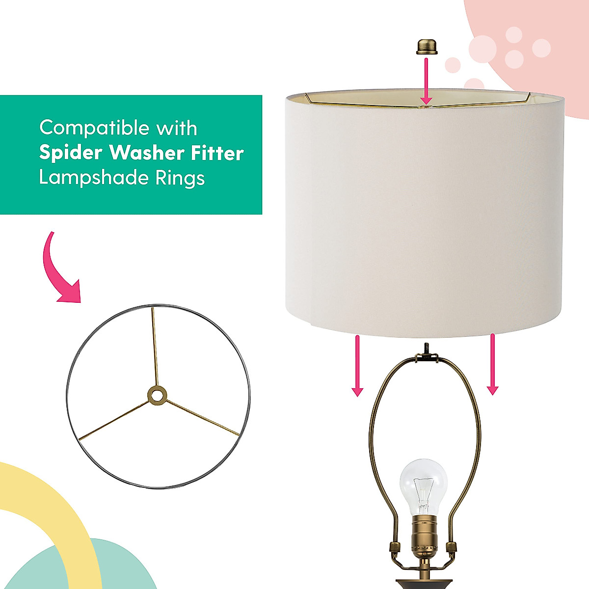 I Like That Lamp Complete Lamp Harp Set (1 Pack) - Antique Brass 10" Harp (Suitable for a 11" to 12" Lampshade) - Includes Harp, Saddle Holder Base & Finial - Harp Converter For Table and Floor Lamps