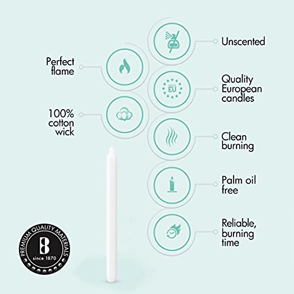 BOLSIUS White Candlesticks Bulk Pack 50 Count - Unscented Dripless 11.5 Inch Household & Dinner Candle Set - 12+ Burn Hours - Premium European Quality - Consistent Smokeless Flame - 100% Cotton Wick