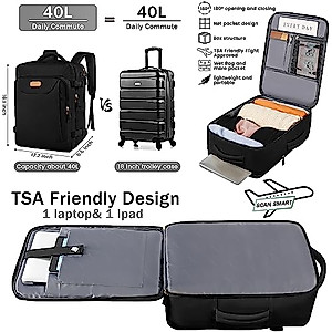 Large Travel Backpack, TSA Flight Approved Carry On Backpack for Men & Women, Large Daypack Hiking Backpack with USB Charging Port, Lightweight Daypack Business College Weekender Overnight Bag