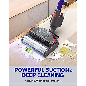 Electric Wet Dry Mopping Head for V15 V8 V7 V10 V11 Vacuum Cleaner, Automatic Cleaning Roller Brush for Hard Floors and Area Rugs, Great for Sticky Messes and Pet Hair