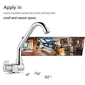 Foldable RV Faucet Rotating Single Handle Deck/Wall Mounted RV Kitchen Tap