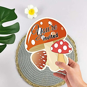 Wild Mushrooms Invitations With Envelopes 5x7 Inch Fill-in Party Invitation Cards，You Are Invited Cards for Wedding, Bridal Shower, Holiday Party，Set of 15