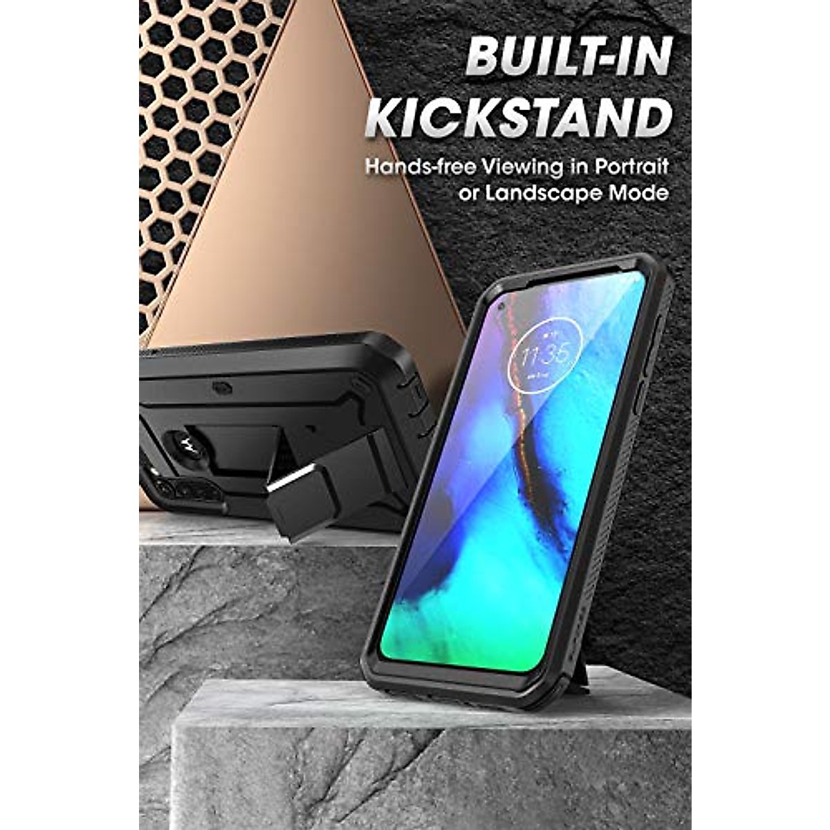SUPCASE Unicorn Beetle Pro Series Case for Moto G Stylus 2020 [Not Fit 2021/2022 Version], Built-in Screen Protector Full-Body Rugged Holster & Kickstand Case (Black)