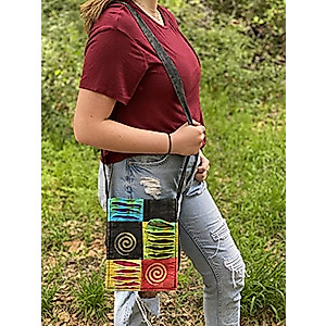 Small Cross Body Boho Hippie Razor Cut Torn Look Patchwork Bag