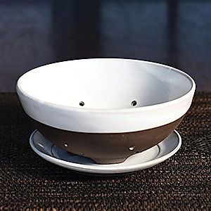 Retro Classic Berry Bowl Saucer Set | White Colander Strainer Plate