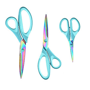 JISTL Craft Scissors Sharp Blades Fabric Scissors Rubber Soft Grip Handle Multipurpose Scissors Suitable for Sewing/Arts/Crafts/Office/School and Home (Blue 3Pcs)