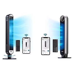 Dreo 42 Inch Smart Tower Fan, 90° Oscillating Fan, WiFi Alexa Fan, Voice Control & Nomad One S Alexa Fan, Quiet Tower Fan with Remote, 90°Oscillating Fan with Voice Control, Silver, 36inch(DR-HTF007S)