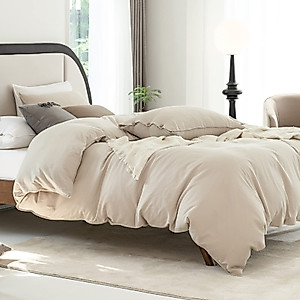 Talasily Linen Duvet Cover King Size - Soft Breathable Duvet Cover Set with Buttons Closure, 3 Pieces, 1 Duvet Cover 104x90 Inches and 2 Pillowcase Linen Cotton Blend Duvet Cover (King,Beige)