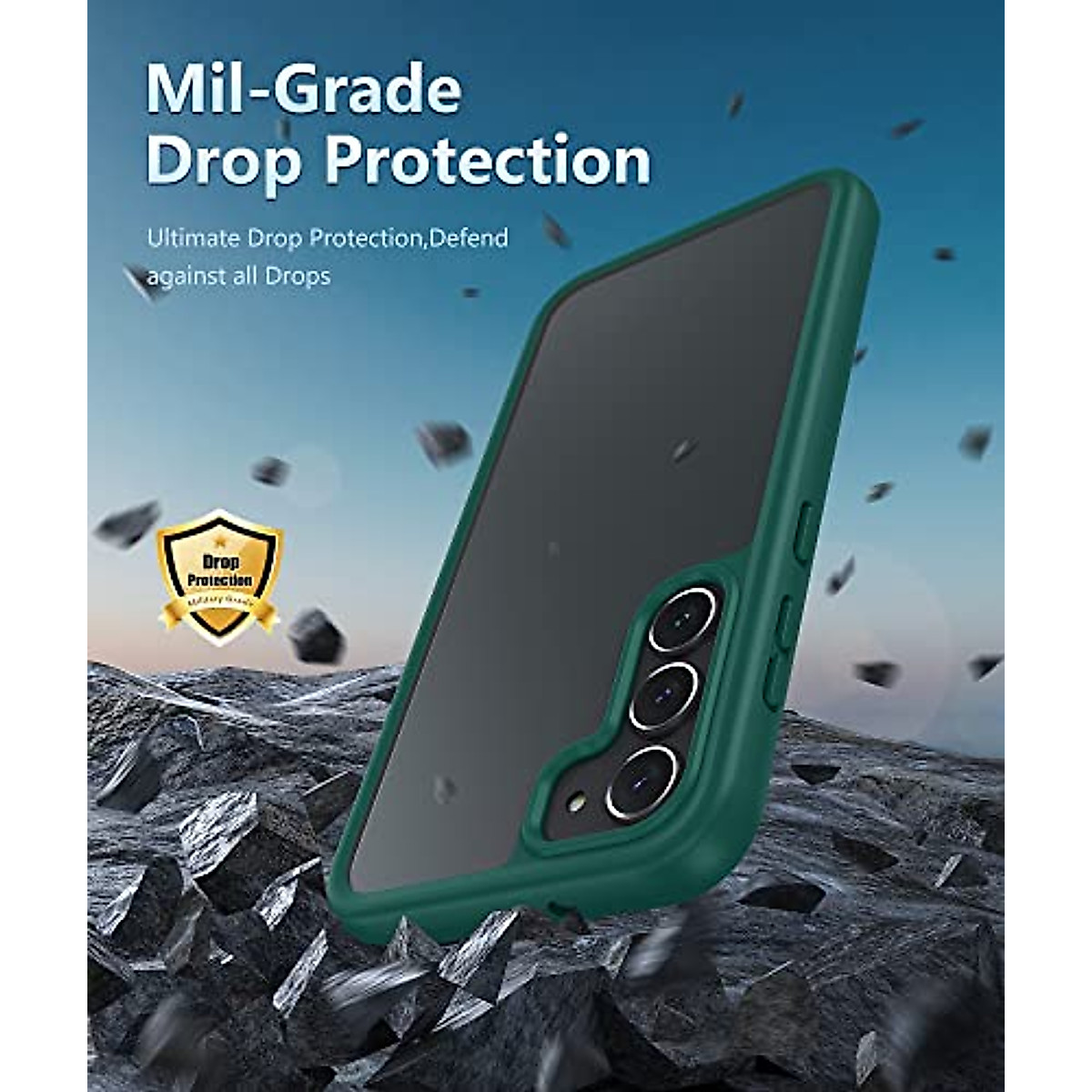 FNTCASE Samsung Galaxy S23+ 5G: Translucent Drop Proof Protection Phone Case | Dual Layer Rugged TPU Bumper Cover