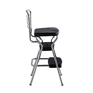 COSCO 11140CBB1E Stylaire Chair and Step Stool, Black