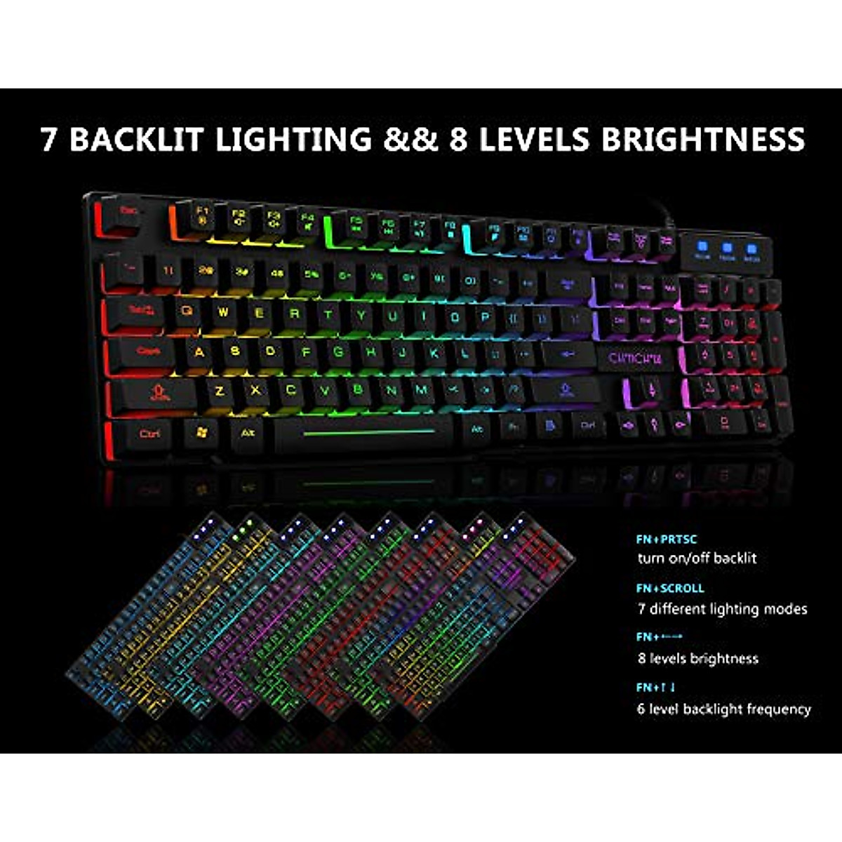 Gaming Keyboard Mouse and Headset with mic Combo USB Wired RGB Backlit Gamer Bundle Compatible with PC Windows 7/8/10/11 Xbox one PS4 PS5(Black)