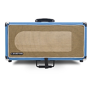 Sound Town Vintage 4U Amp Rack Case, 12.5" Depth with Rubber Feet, Dust Cover, Kickstand, Beau Blue (STVRC-4BL)